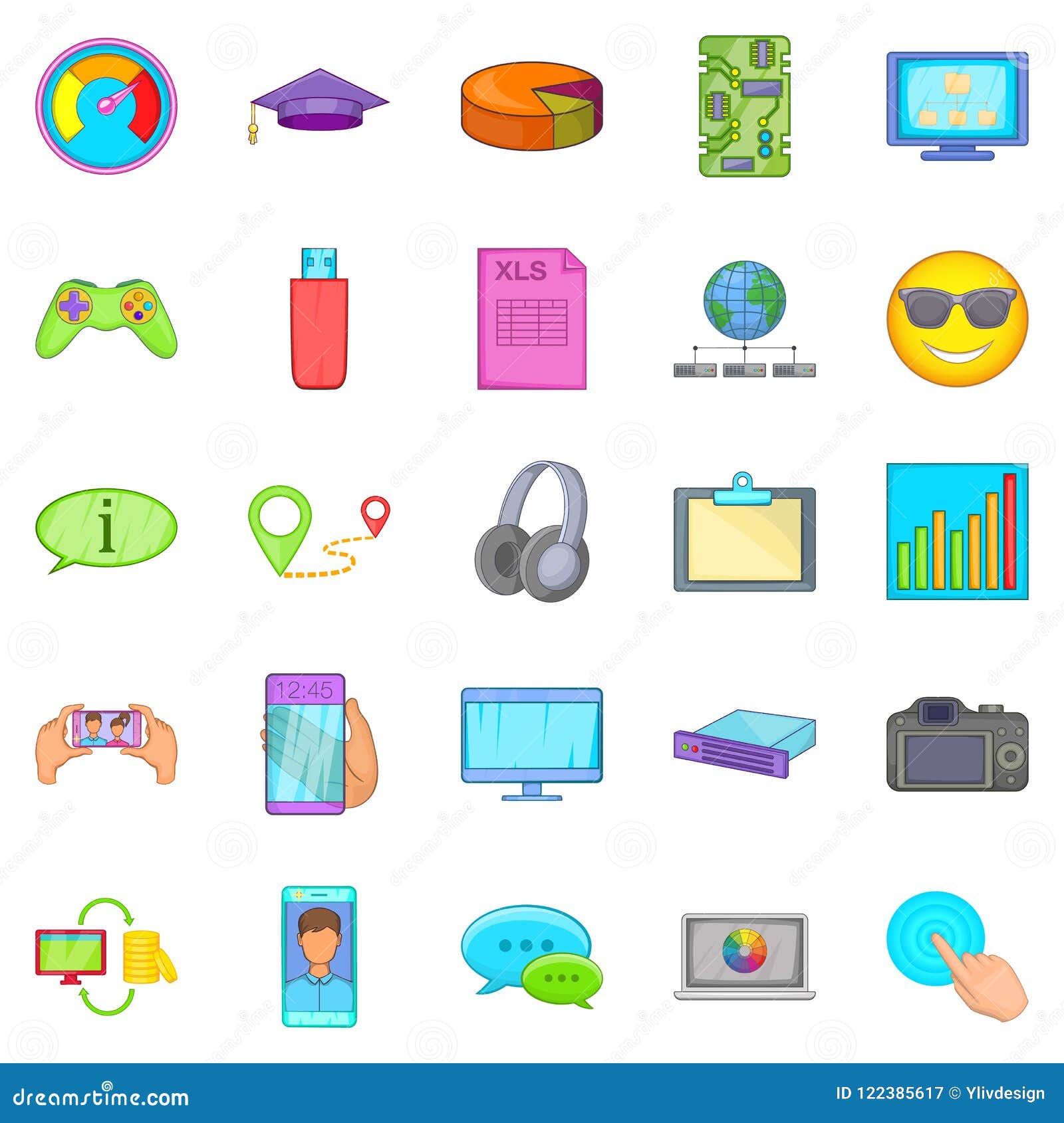 Cloud Database Icons Set, Cartoon Style Stock Vector - Illustration of ...