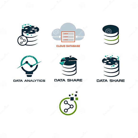 Cloud Database Logo Icon Set Vector Image Design on White Background ...