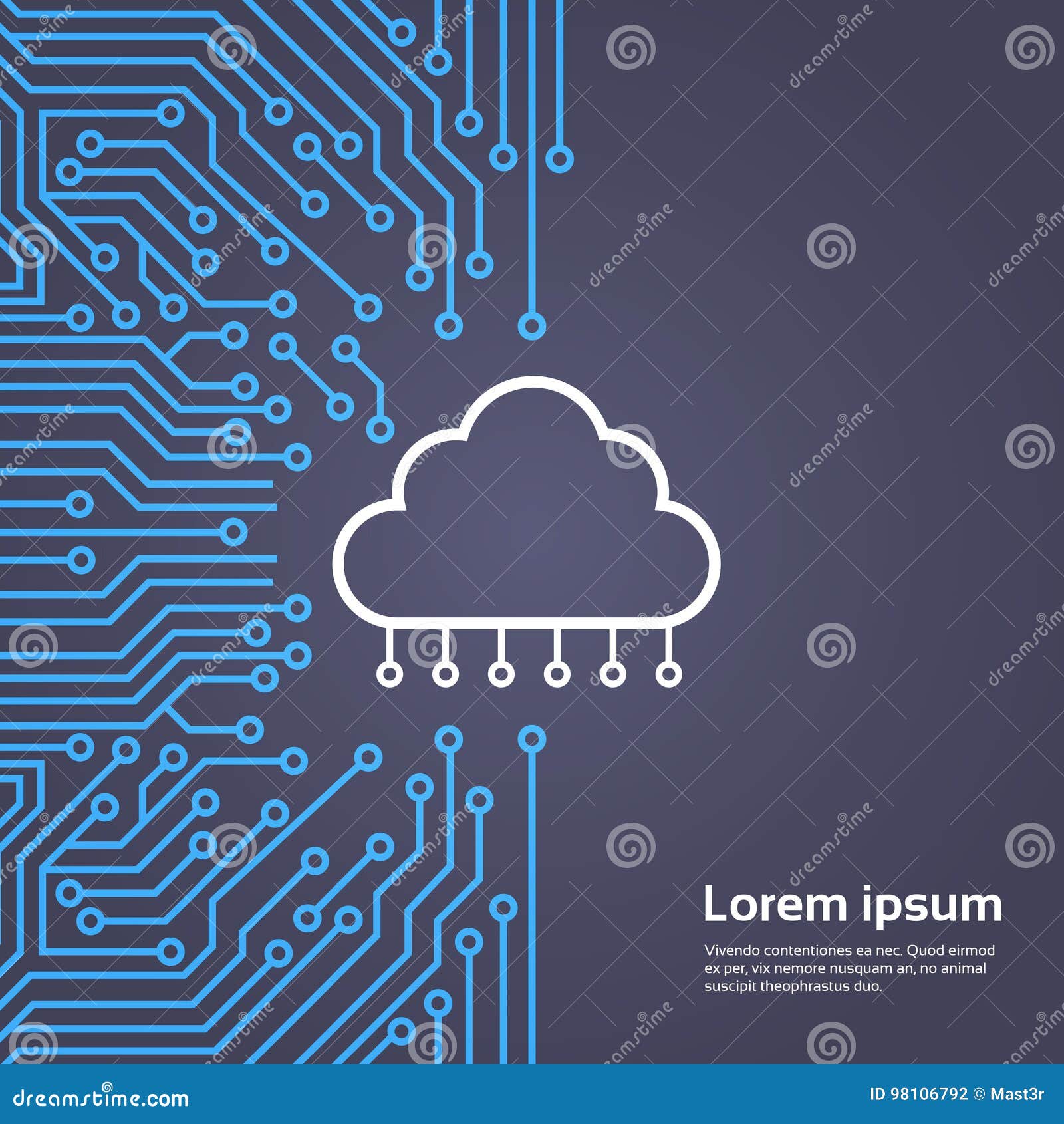 Cloud Database Over Computer Chip Moterboard Background Data Center ...
