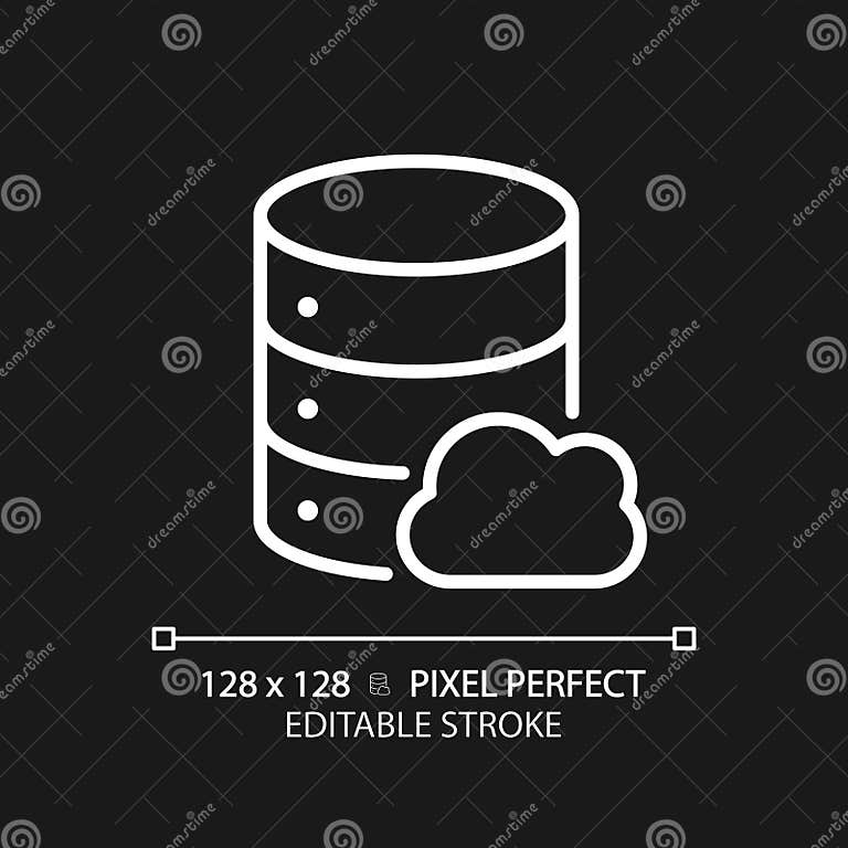 Cloud Database Pixel Perfect White Linear Icon for Dark Theme Stock Vector - Illustration of ...