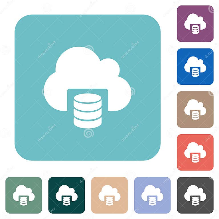 Cloud Database Rounded Square Flat Icons Stock Vector - Illustration of remote, logotype: 264685311