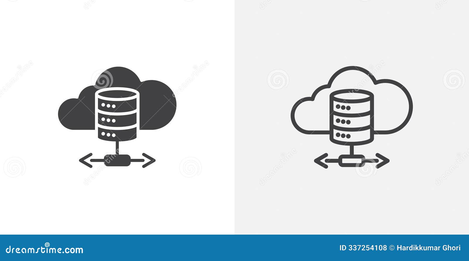 Cloud Databaseline in Thin Line Black Color. Flat Simple Vector Symbols ...