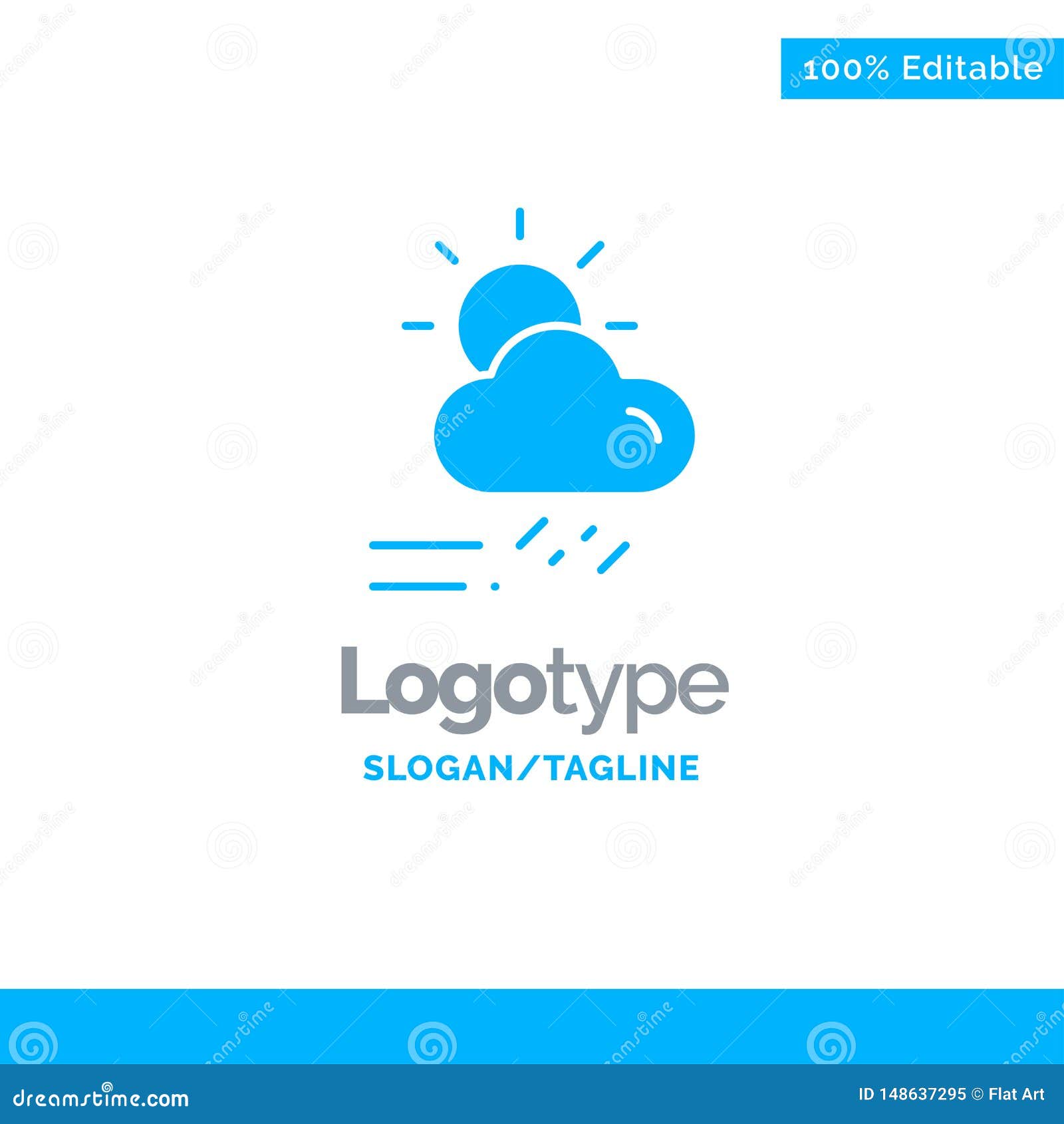 Cloud, Day, Rainy, Season, Weather Blue Solid Logo Template. Place for ...
