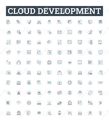 Cloud Development Vector Line Icons Set. Cloud, Development, Platform ...
