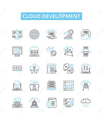 Cloud Development Vector Line Icons Set. Cloud, Development, Platform ...