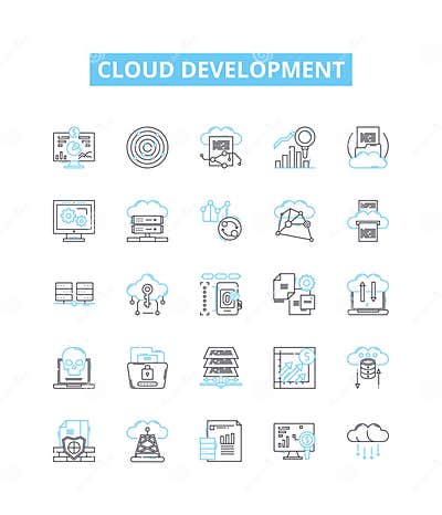 Cloud Development Vector Line Icons Set. Cloud, Development, Platform ...