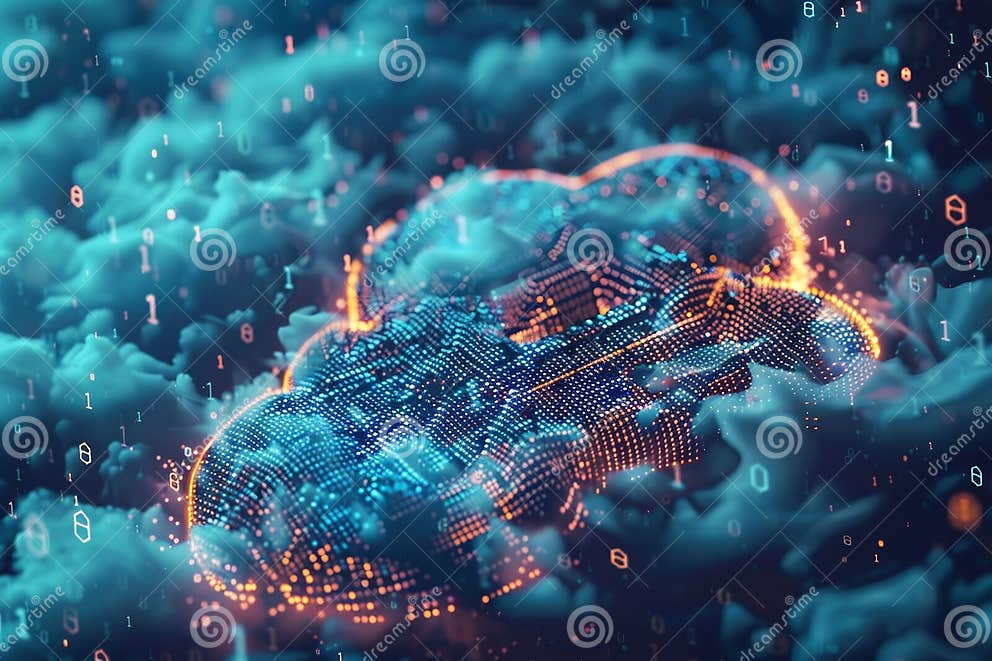 A Cloud with a Digital Cloud Inside, Representing Data Encryption, an ...