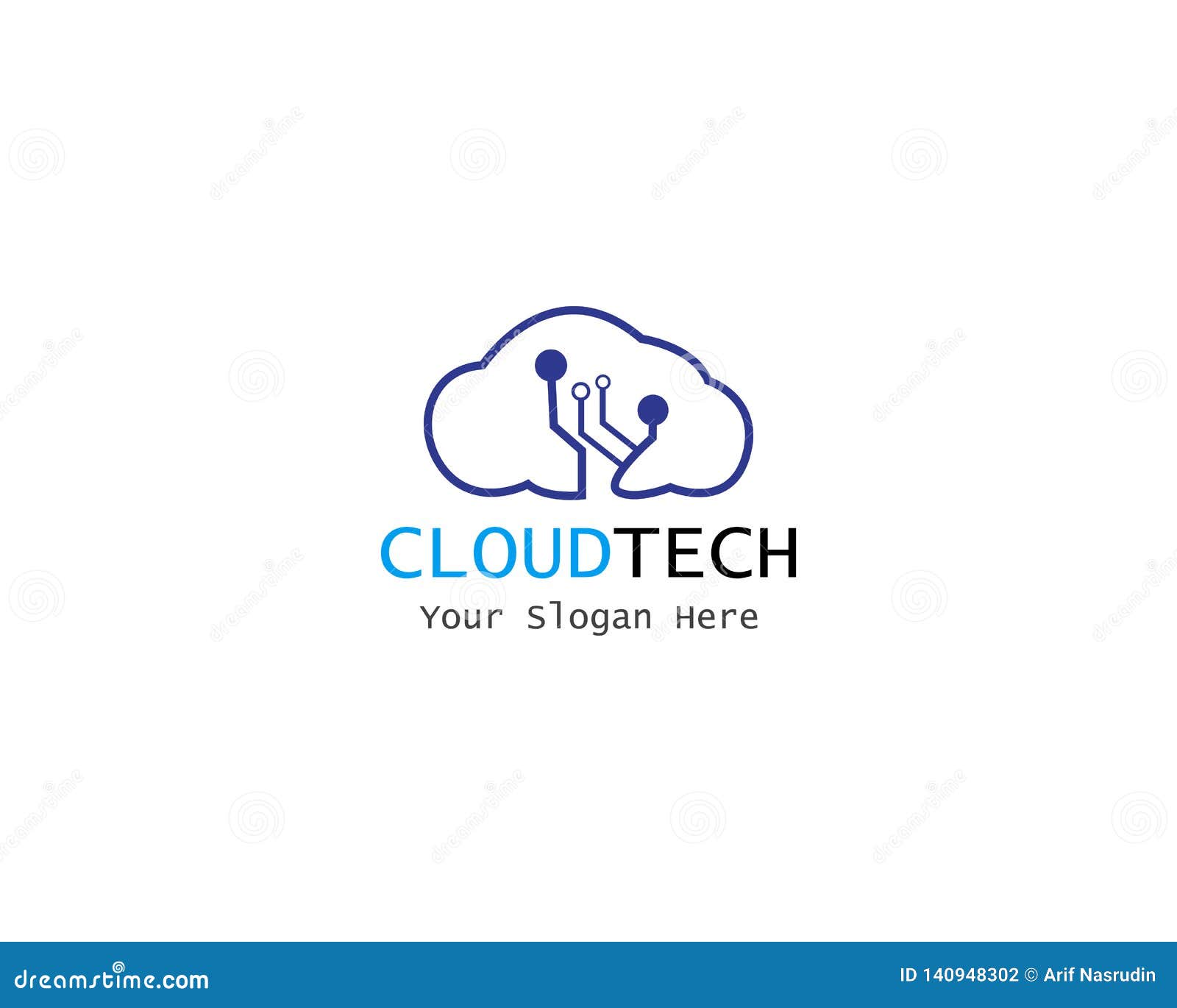 Cloud Digital Technology Line Logo Template Vector Stock Illustration ...