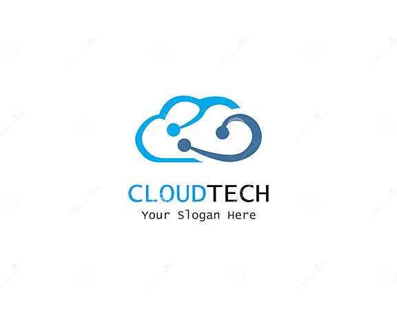 Cloud Digital Technology Line Logo Template Vector Stock Illustration ...