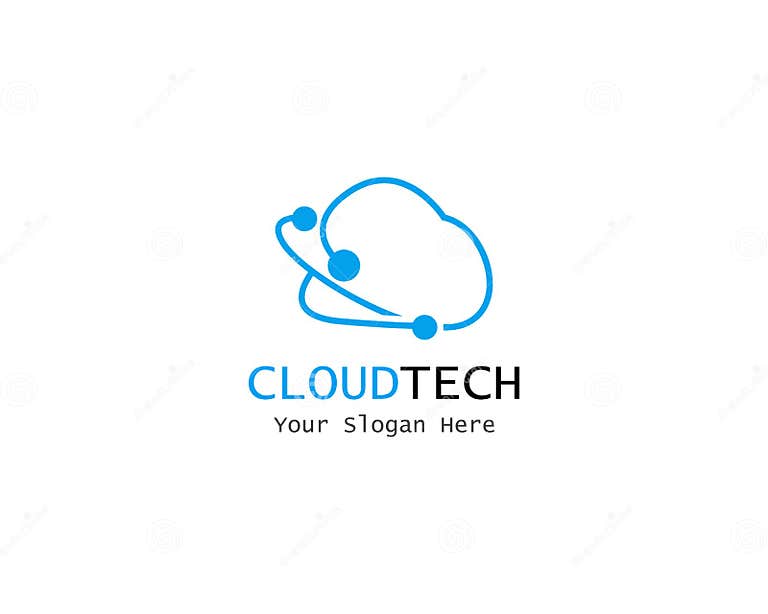 Cloud Digital Technology Line Logo Template Vector Stock Illustration ...