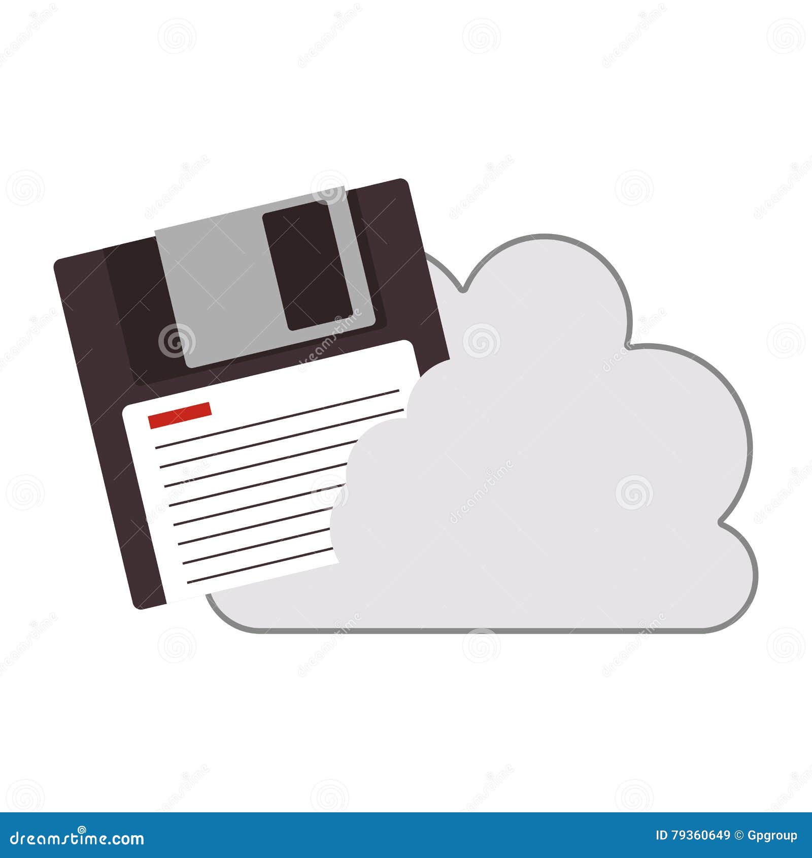 Cloud with diskette icon stock vector. Illustration of climate - 79360649