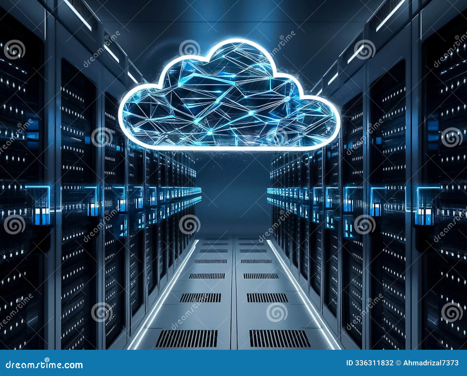 A Cloud is Displayed on a Computer Server Stock Photo - Image of ...