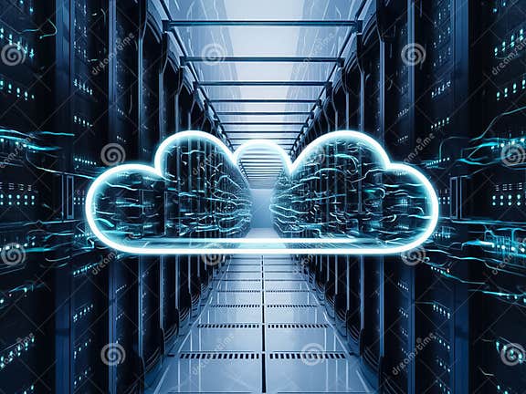 A Cloud is Displayed on a Computer Server Stock Photo - Image of ...
