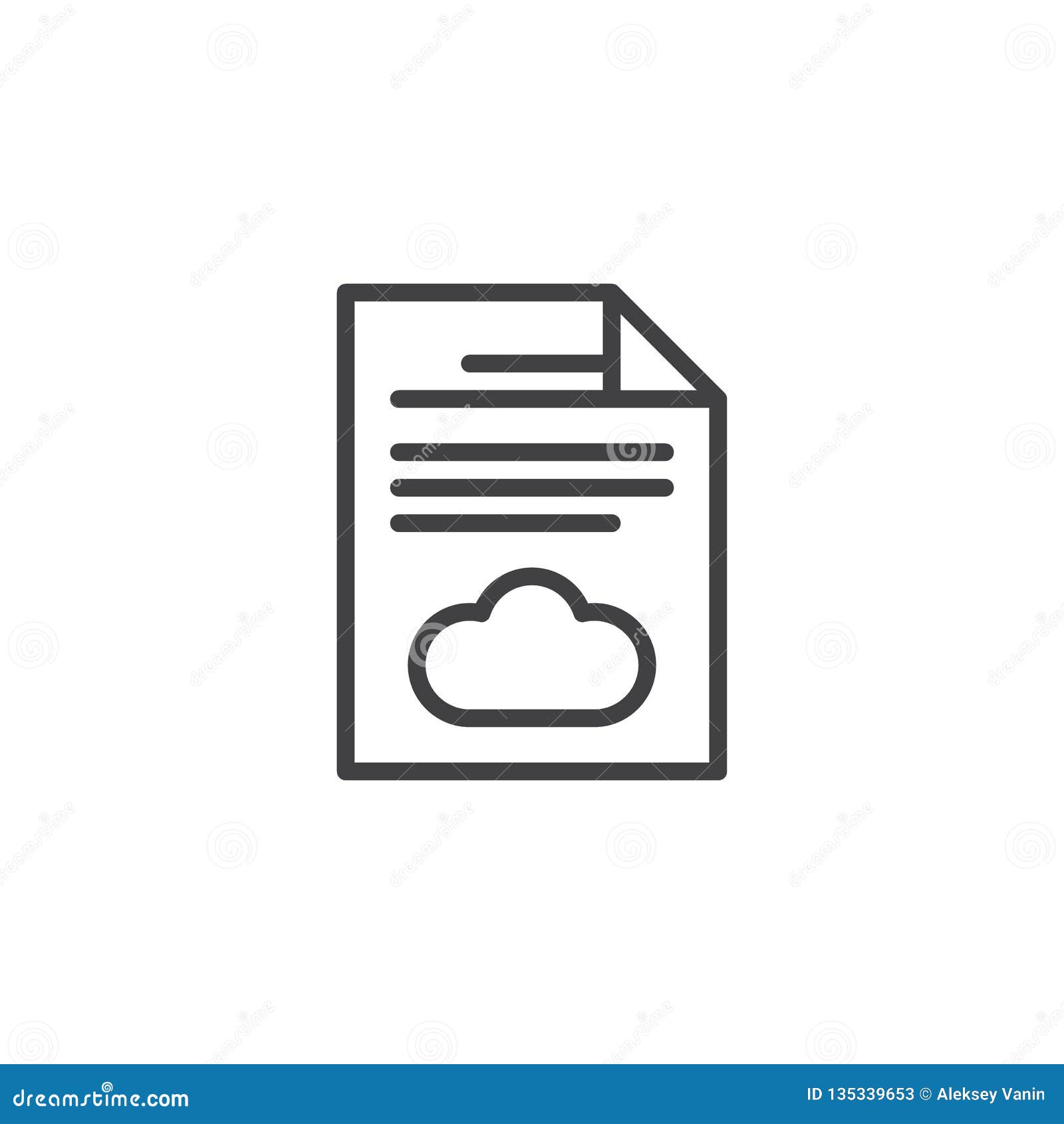Cloud Document File Outline Icon Stock Vector - Illustration of storage ...