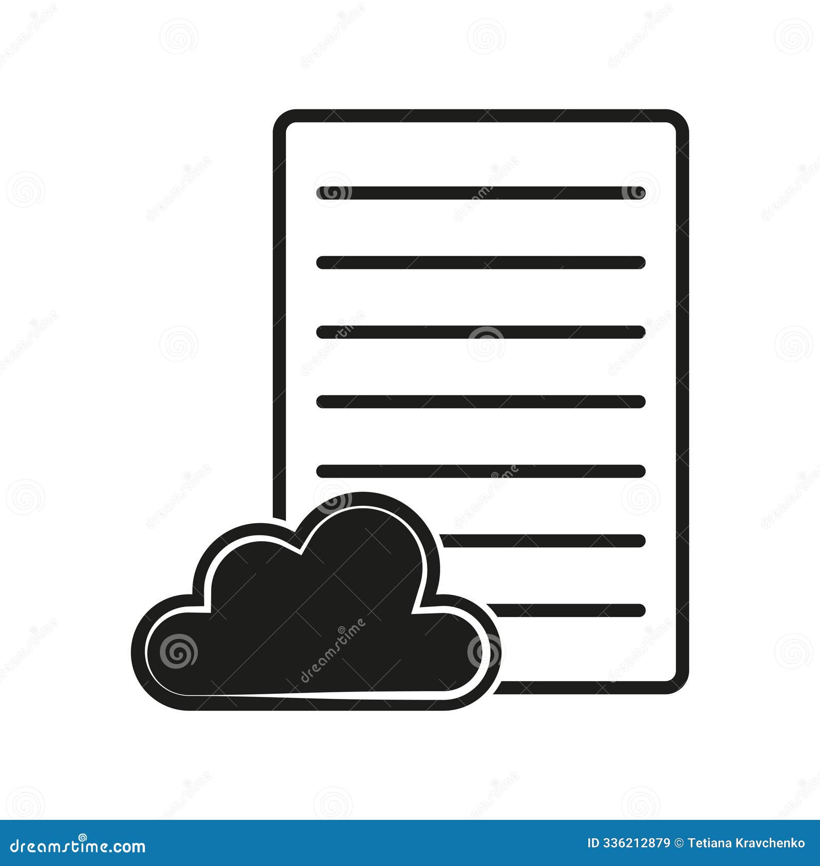 Cloud and Document Icon. Abstract File Storage Concept with a Cloud ...