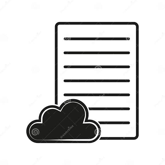 Cloud and Document Icon. Abstract File Storage Concept with a Cloud Symbol. Minimalist Vector ...
