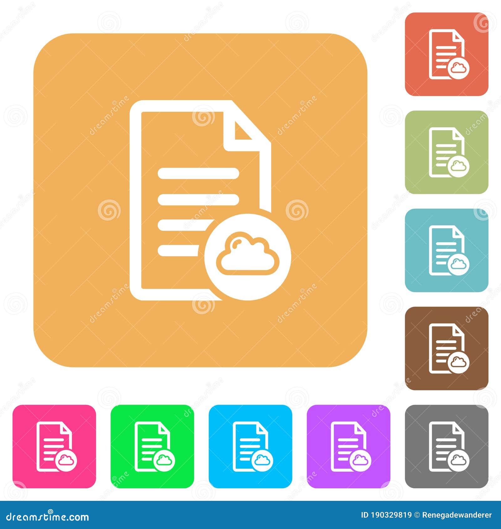 Cloud Document Rounded Square Flat Icons Stock Vector - Illustration of ...