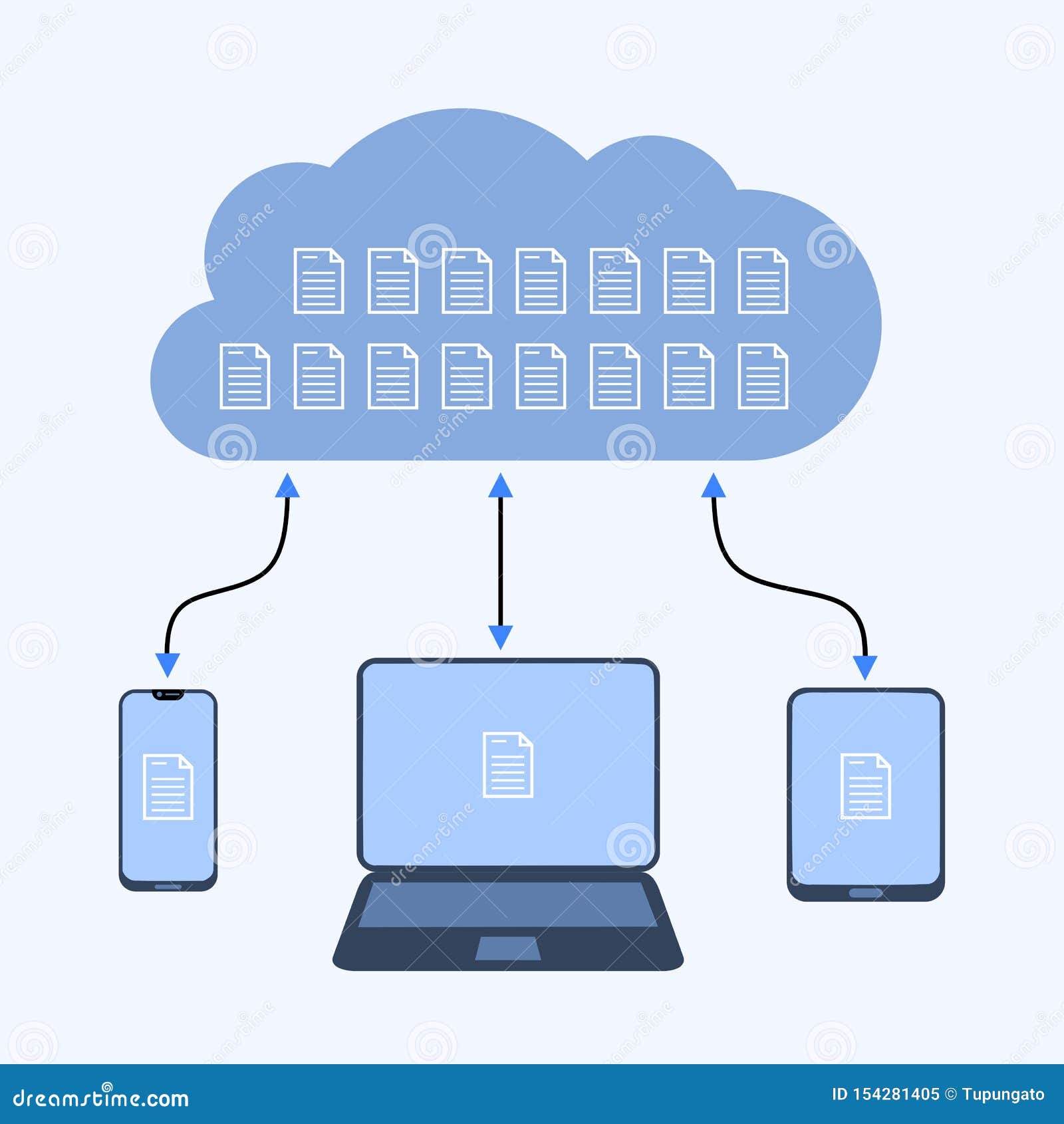 Cloud documents stock vector. Illustration of devices - 154281405