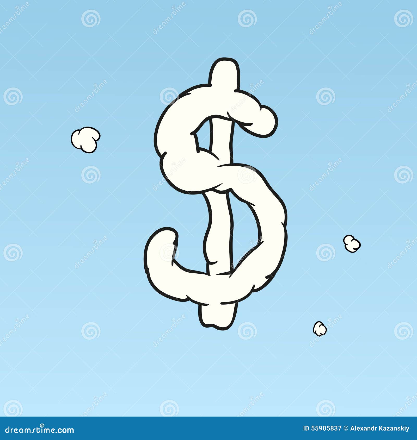 Cloud dollar sign stock vector. Illustration of flying - 55905837
