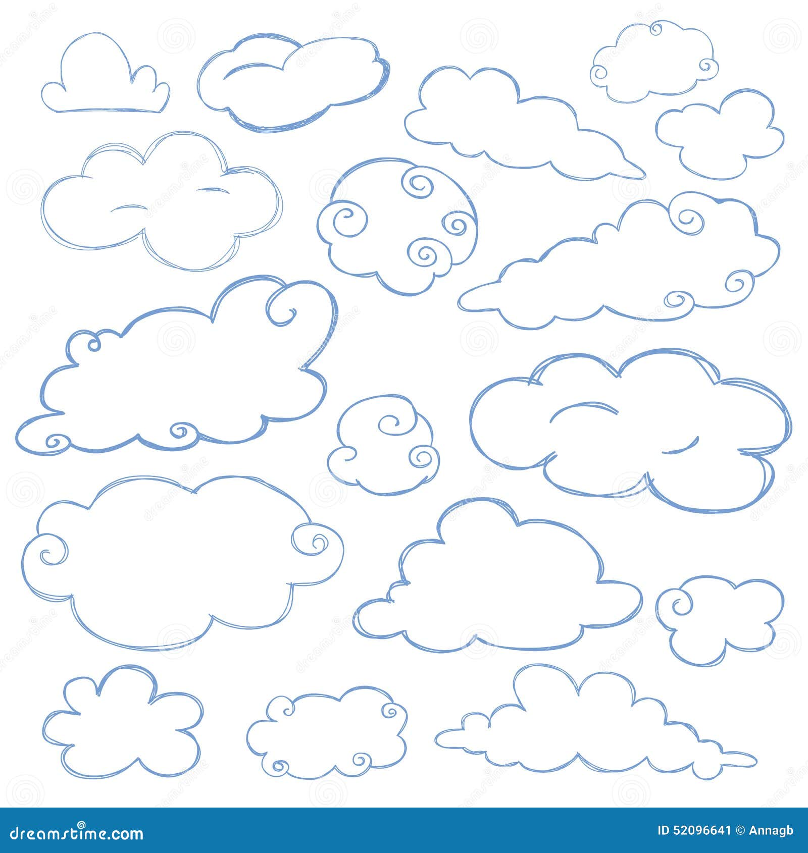 Cloud Doodle Icon Set Isolated Vector Stock Vector - Illustration of design, drawing: 52096641