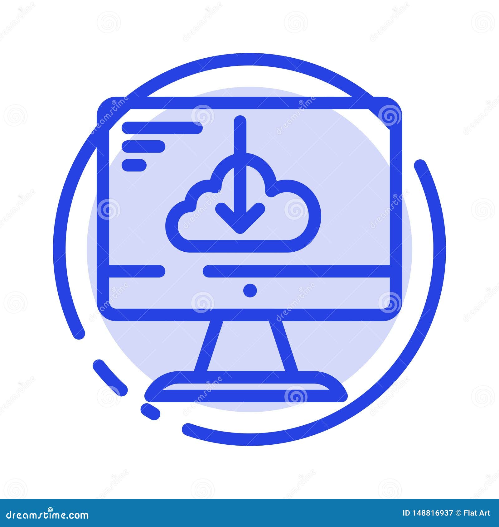 Cloud, Download, Driver, Install, Installation Blue Dotted Line Line ...
