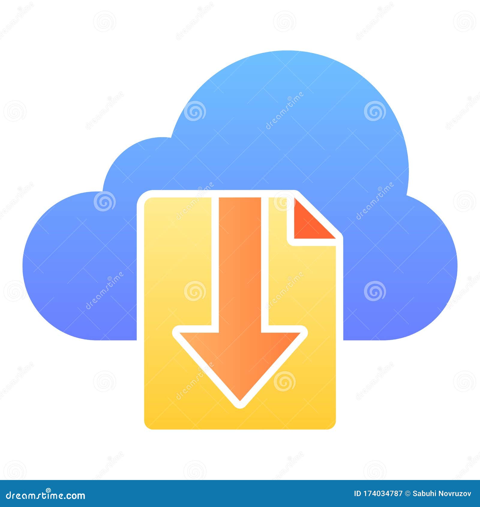 Cloud Download File Flat Icon. File on Cloud Storage Vector ...