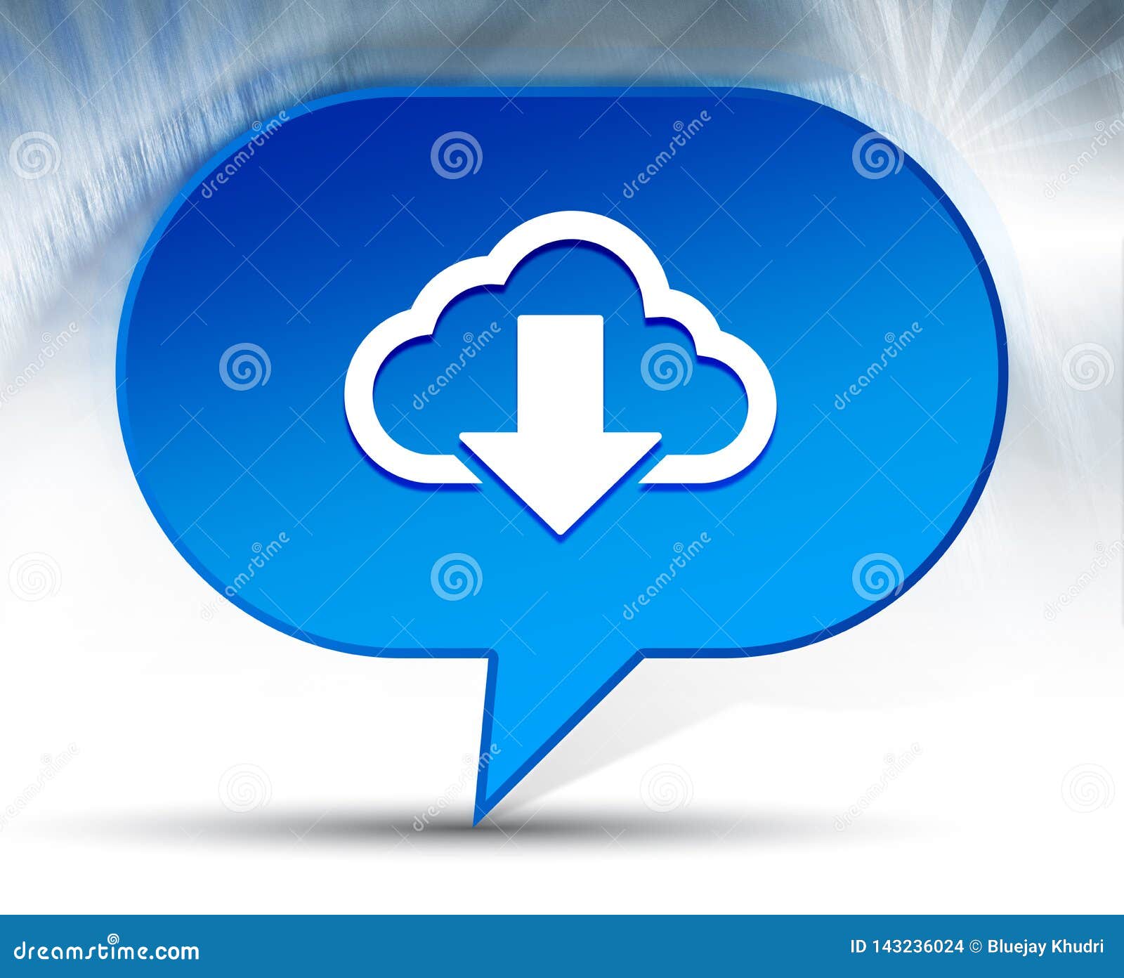 Cloud Download Icon Blue Bubble Background Stock Illustration ...