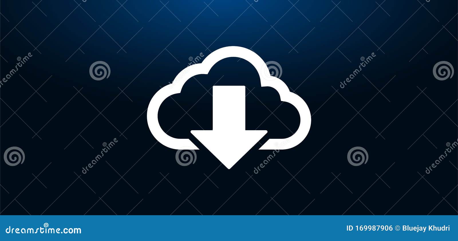 Cloud Download Icon Crystal Blue Banner Background Stock Illustration ...