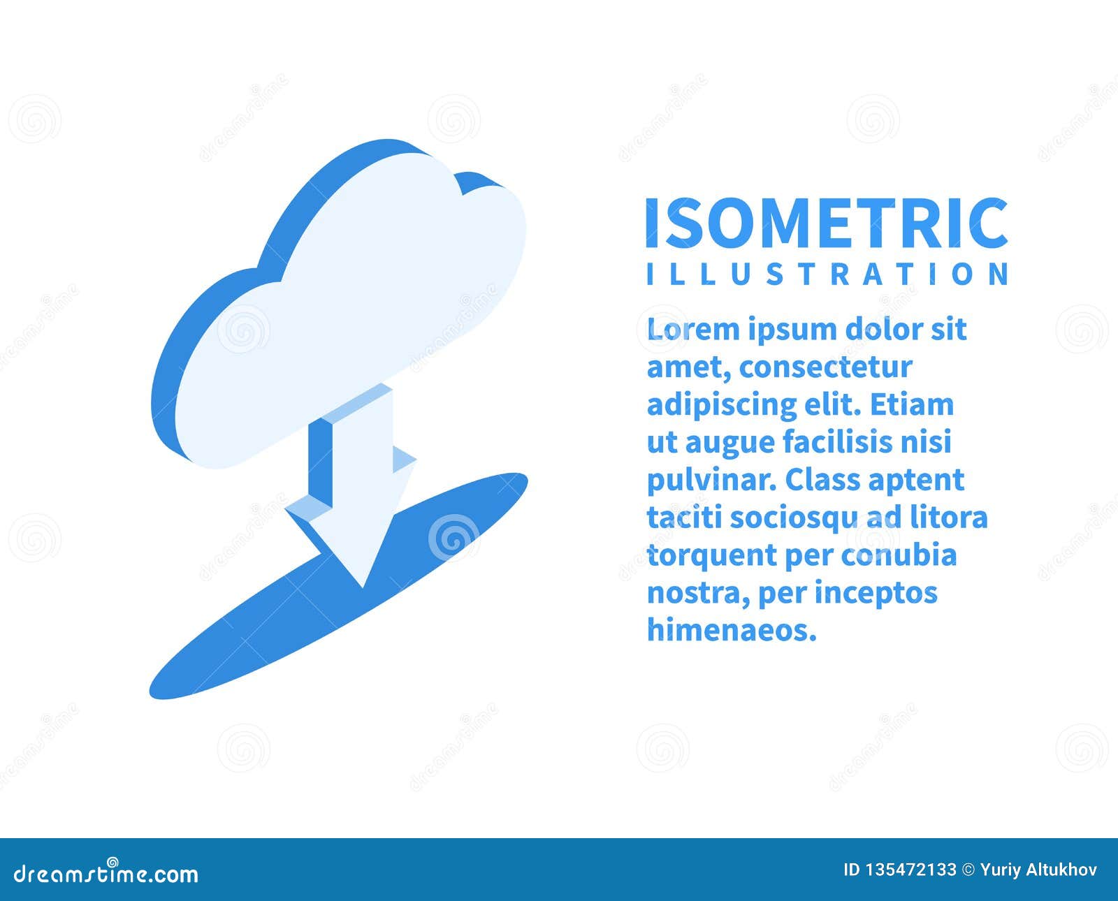 Cloud Download Icon. Isometric Template for Web Design in Flat 3D Style ...