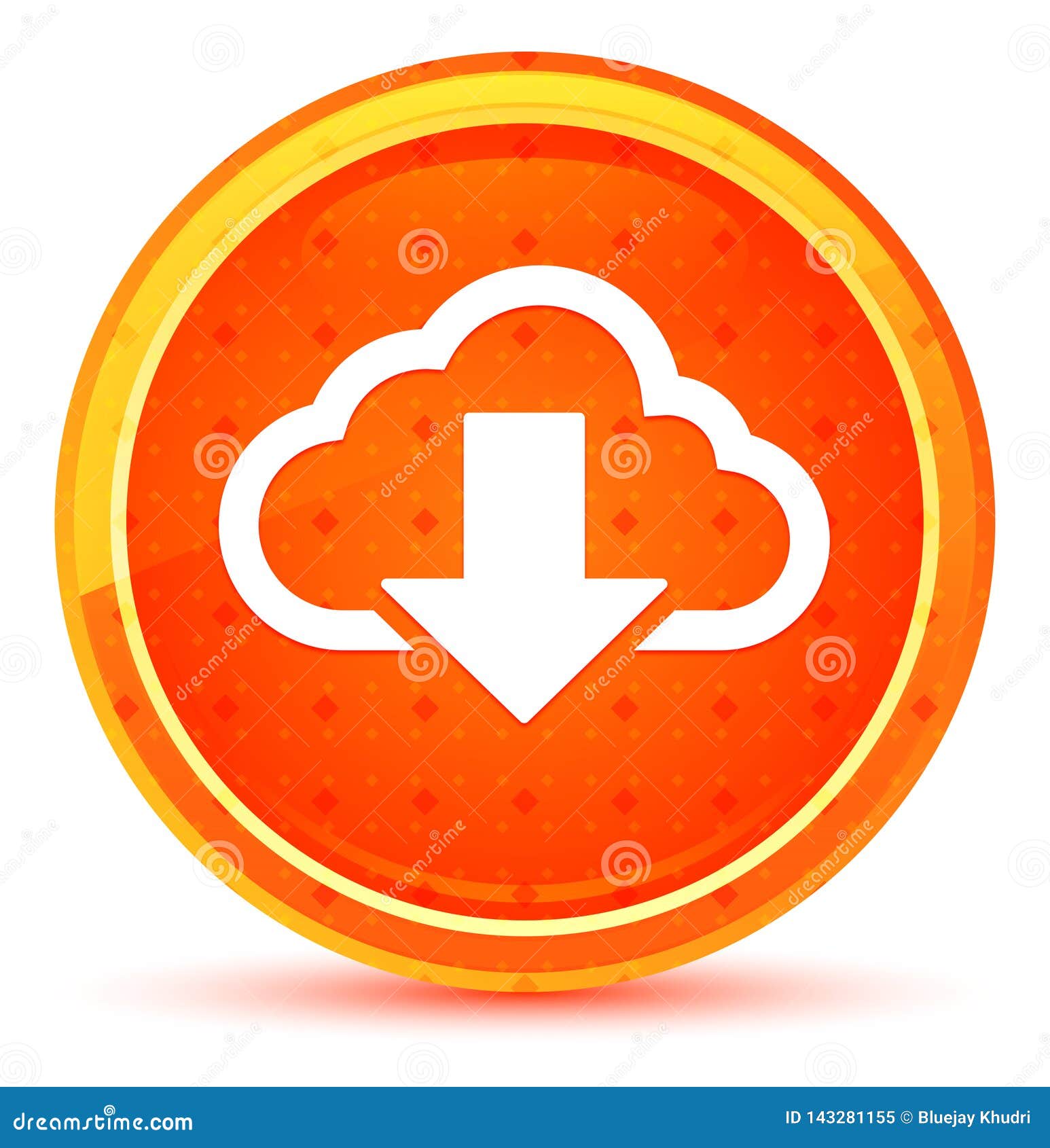 Cloud Download Icon Natural Orange Round Button Stock Illustration ...