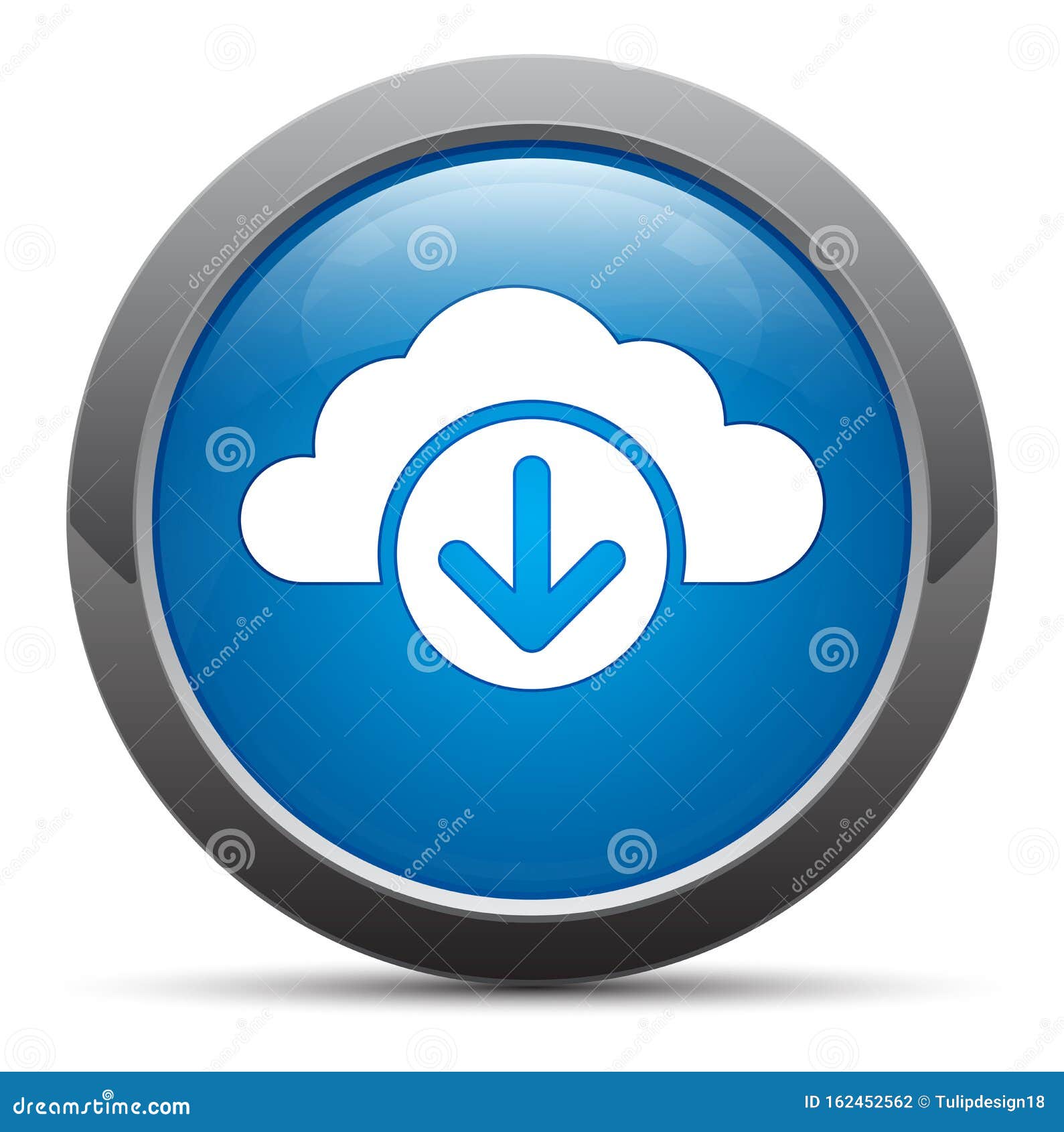 Cloud Download Icon Premium Blue Round Button Vector Illustration Stock ...
