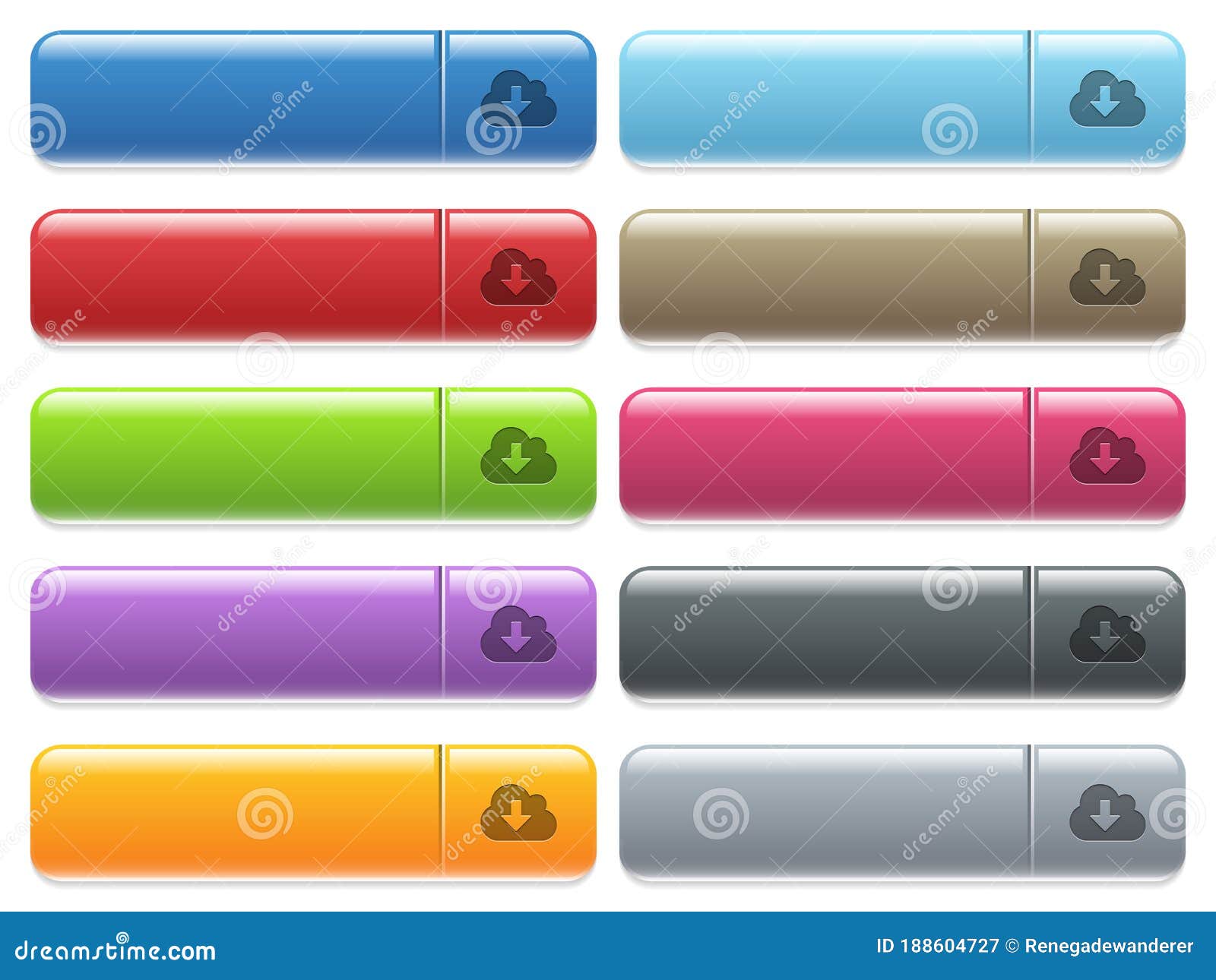Cloud Download Icons on Color Glossy, Rectangular Menu Butto Stock ...
