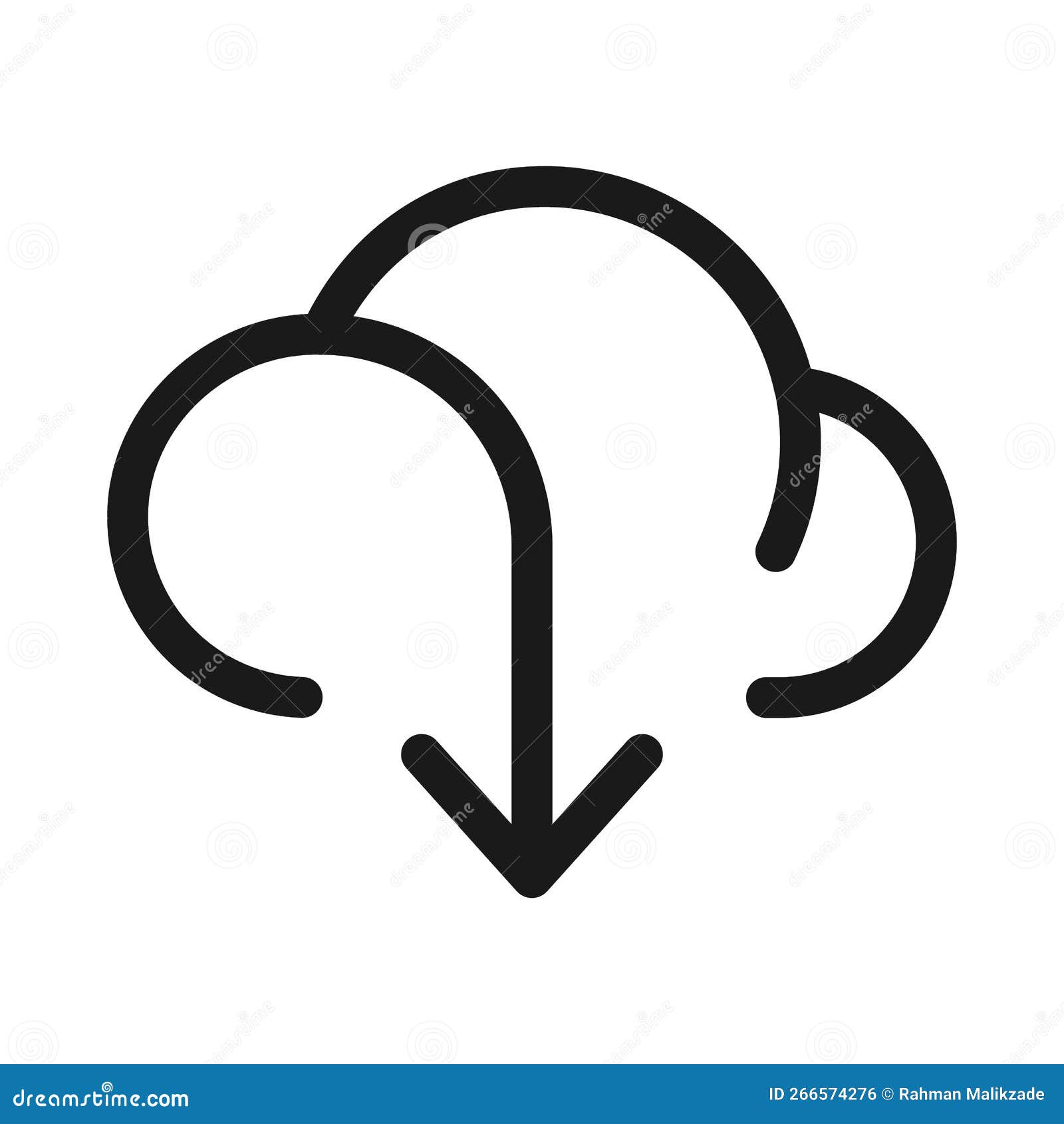 Cloud Download Line Icon. Cloud File Downloads Vector Illustration ...