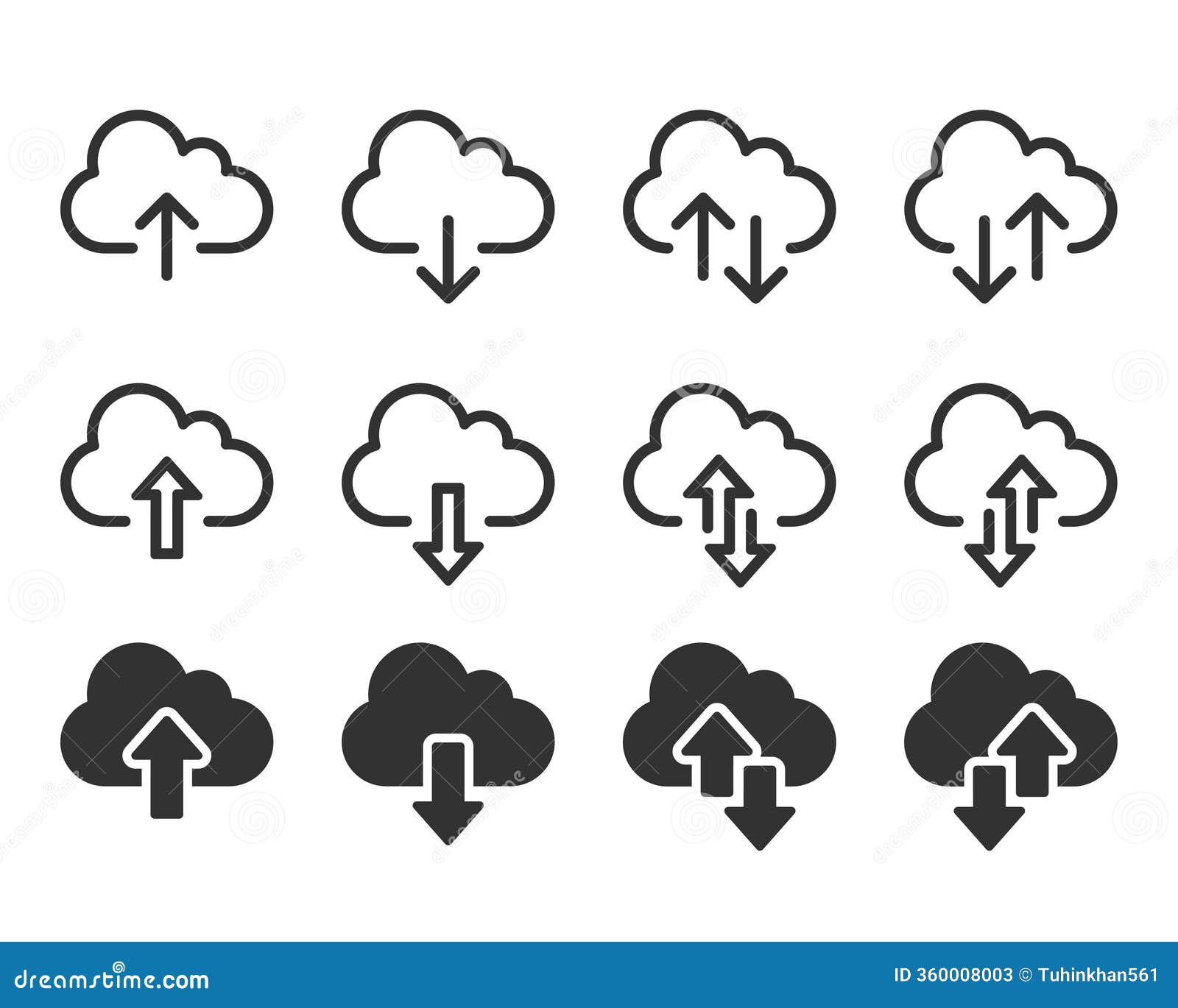 Cloud Download and Upload Icons Set. Upload Download Cloud Computing ...
