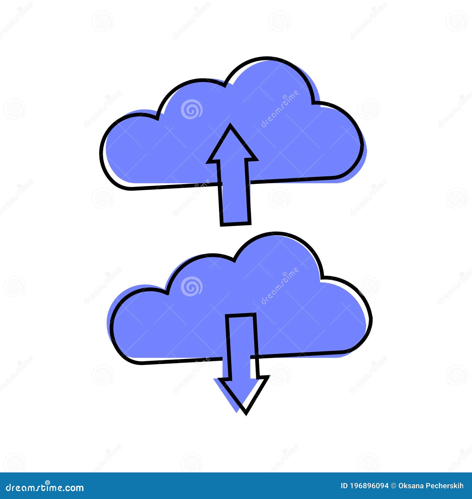 Cloud Download. Vector Illustration of Upload and Download Documents ...