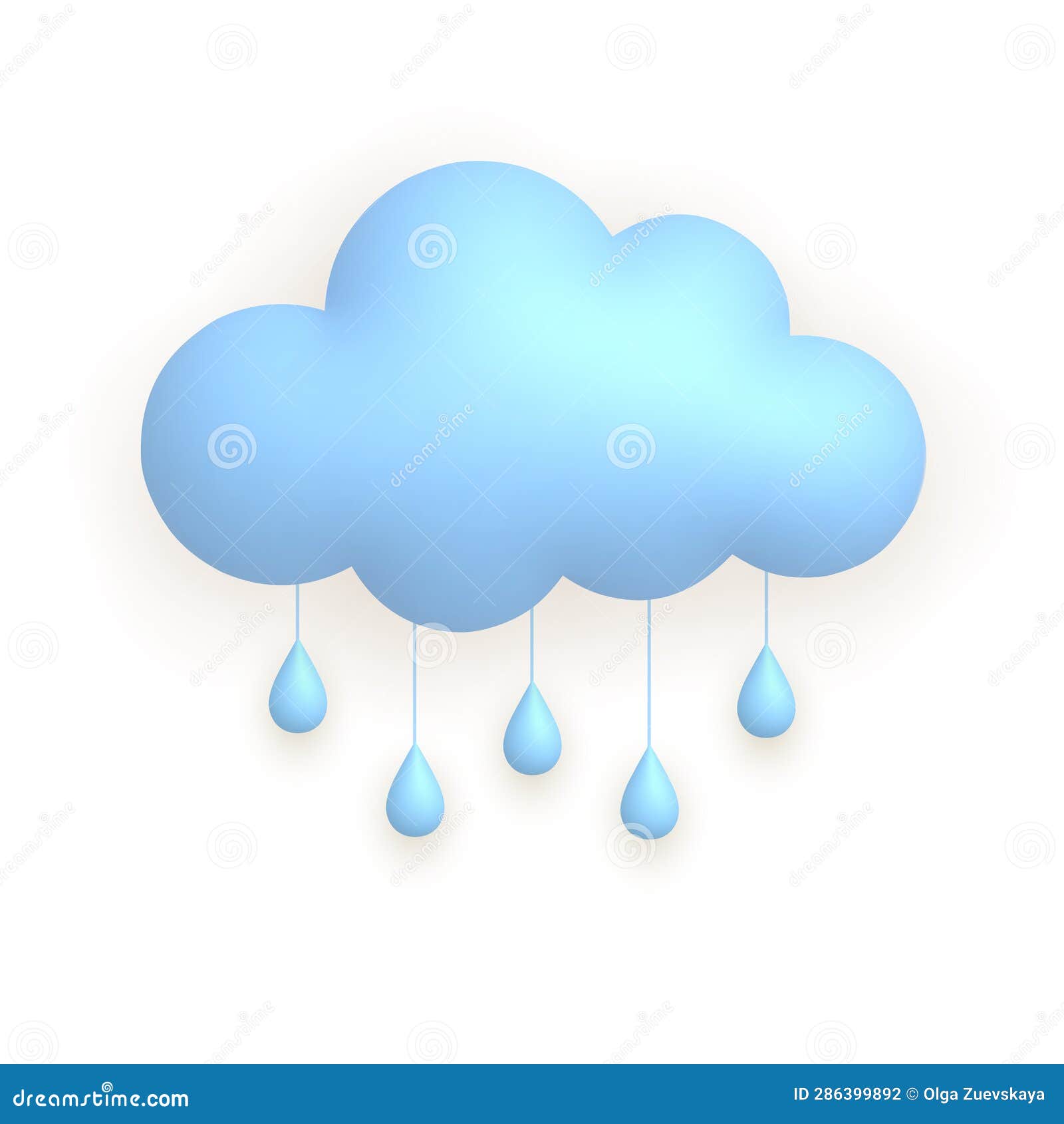 Cloud and Drops on Strings. Cute Weather Realistic Icon Stock Vector ...