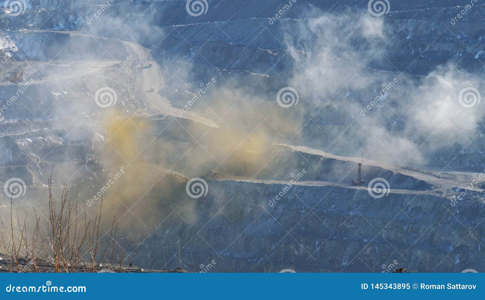 A Cloud of Dust after the Explosion of Rocks in the Quarry. Stock Video ...