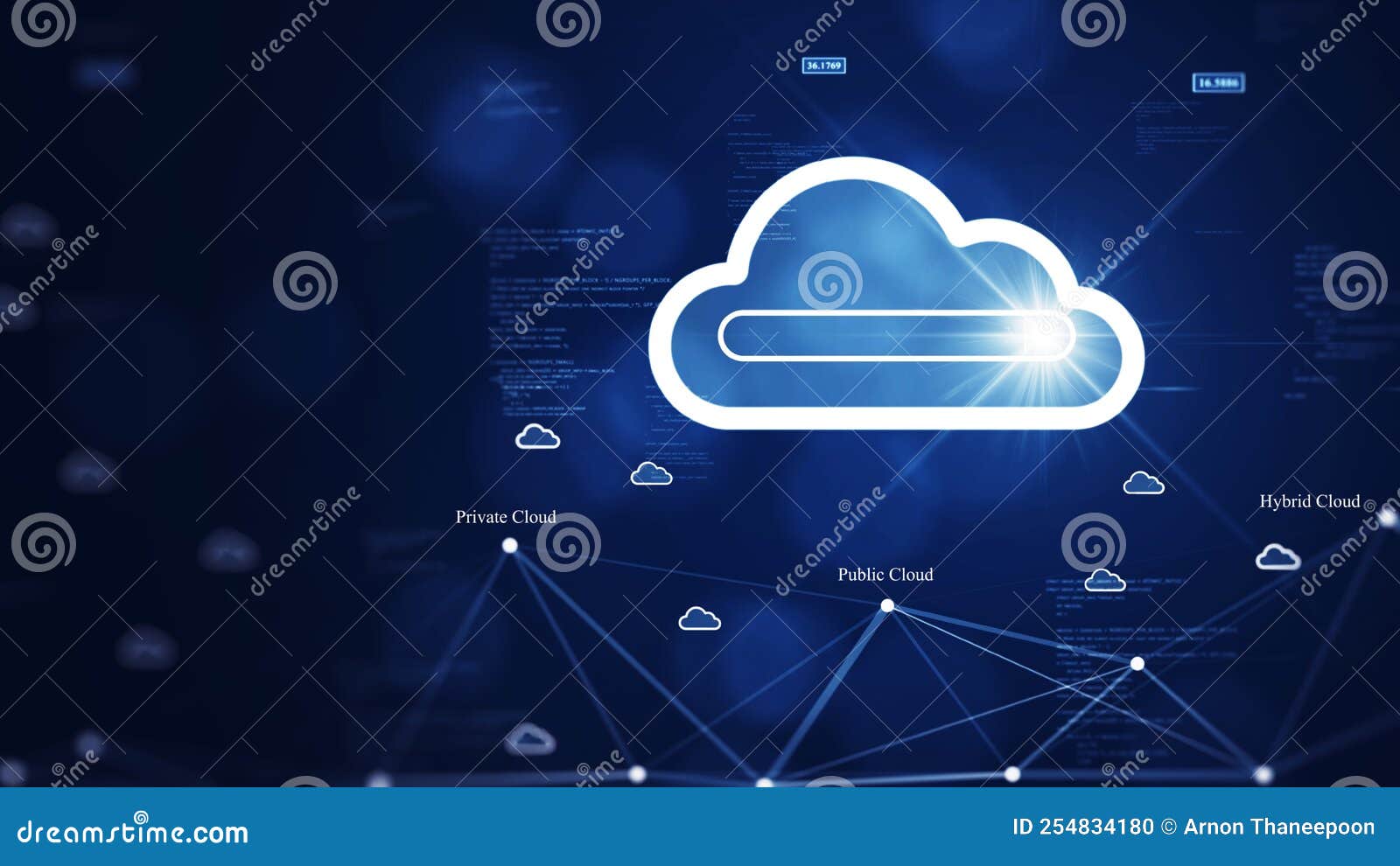 Cloud and Edge Computing Technology Concept. There is a Prominent Large ...
