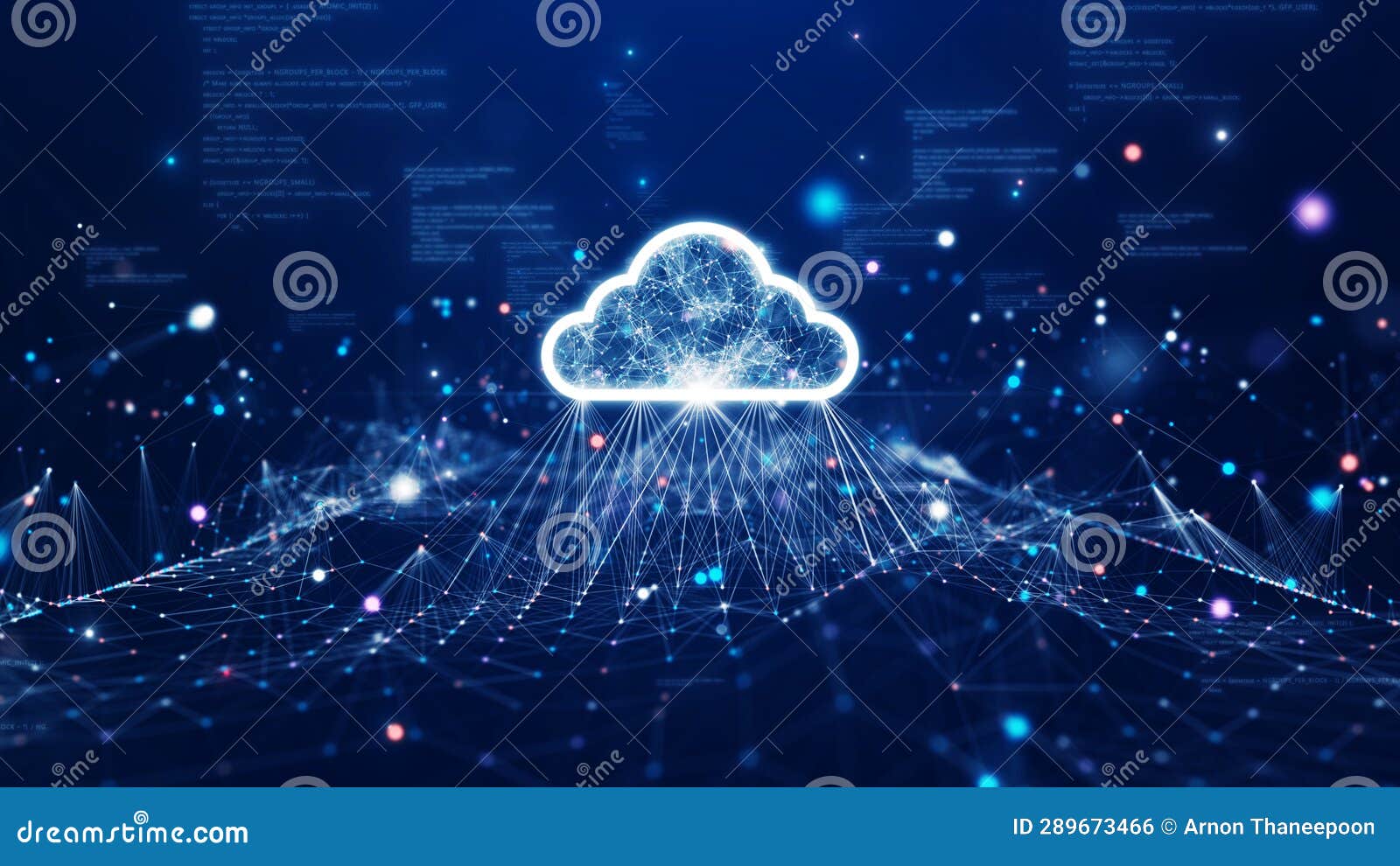 Cloud and Edge Computing Technology Data Transfer Concept. a Large ...