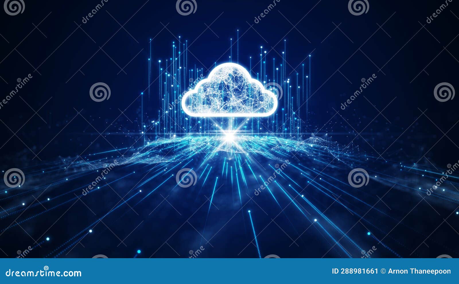Cloud and Edge Computing Technology Data Transfer Concept. a Large ...