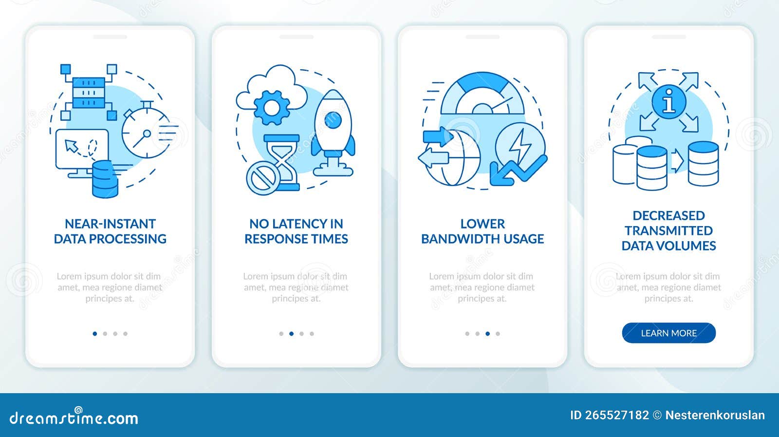 Cloud and Edge Tech Innovations Blue Onboarding Mobile App Screen Stock ...