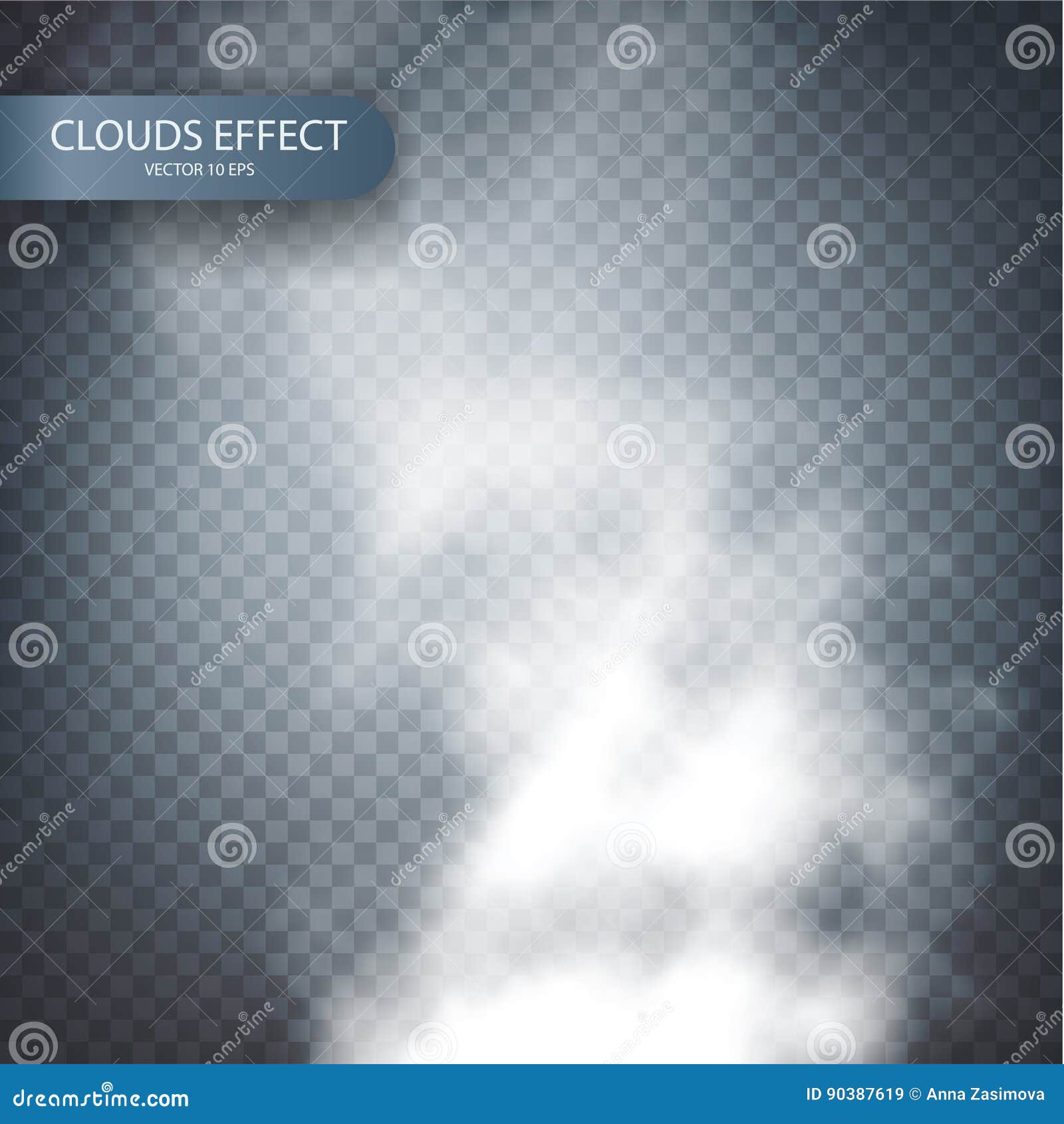 Cloud Effect On A Transparent Vector Background Realistic. Cloud Vector ...