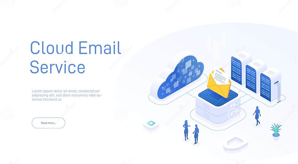 Cloud Email Service Concept. Online Message Service. Cloud Server ...