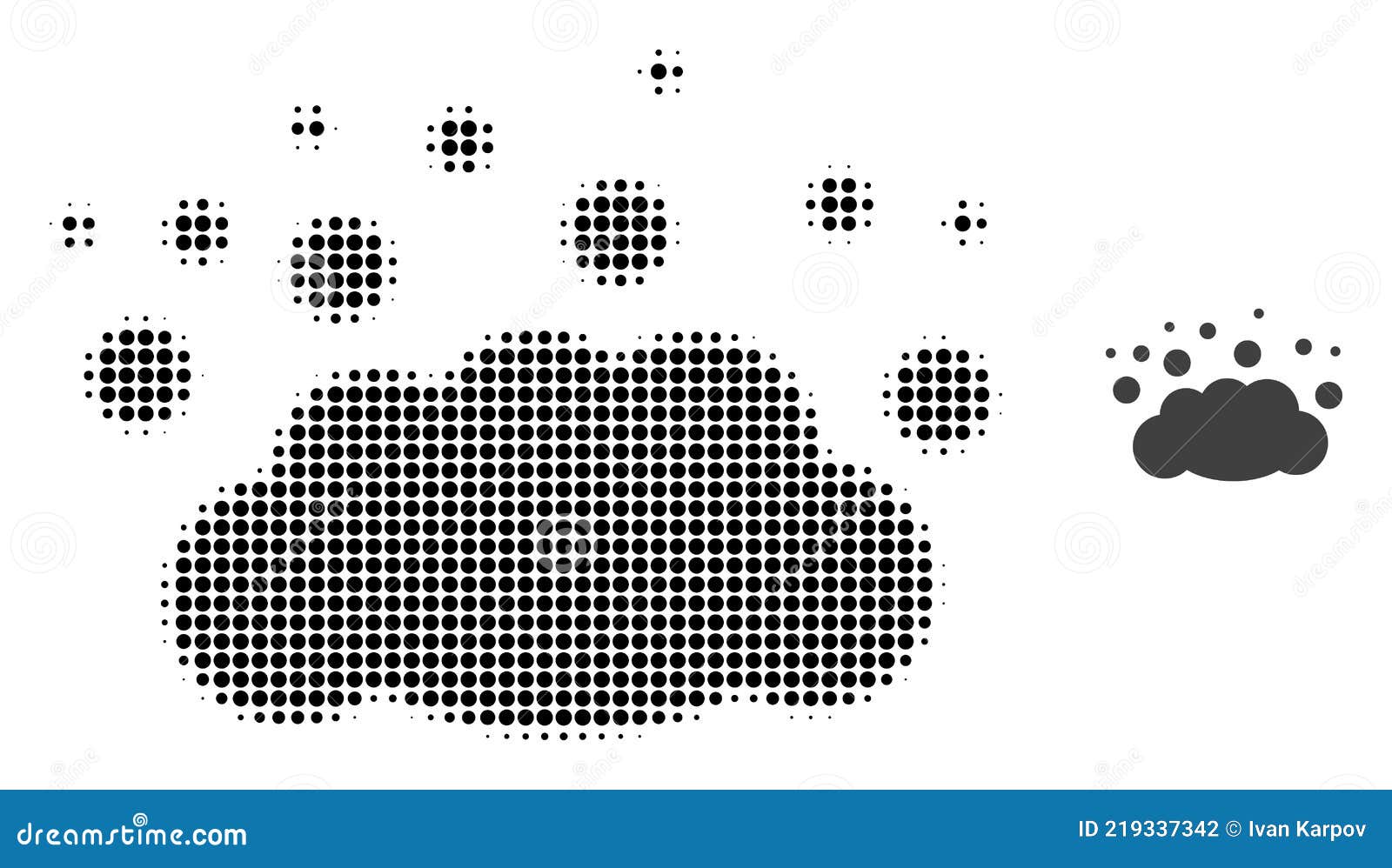 Cloud Emission Halftone Dot Icon Stock Vector - Illustration of store ...