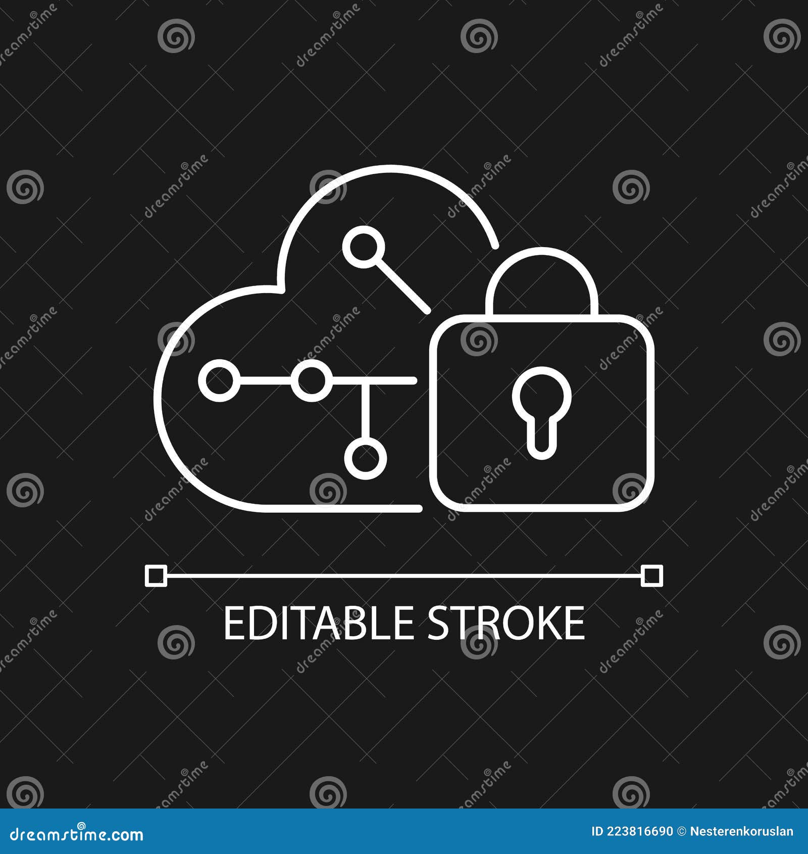 Cloud Encryption White Linear Icon for Dark Theme Stock Vector ...