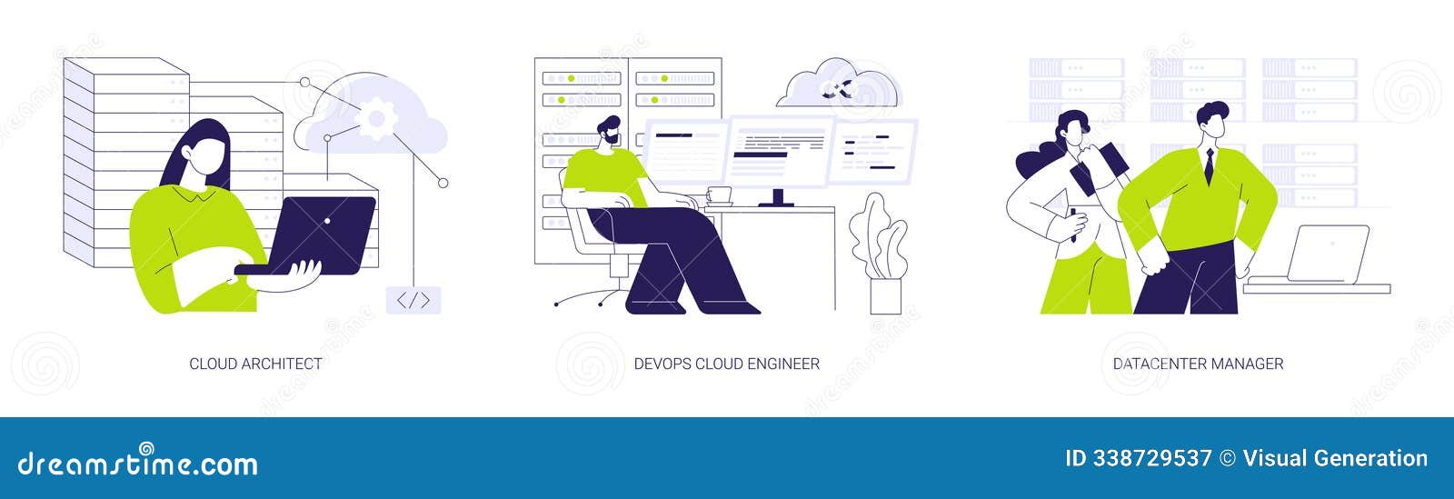 Cloud Engineering, Storage And Collaboration Concept With Tiny People. Cloud-based Computing ...