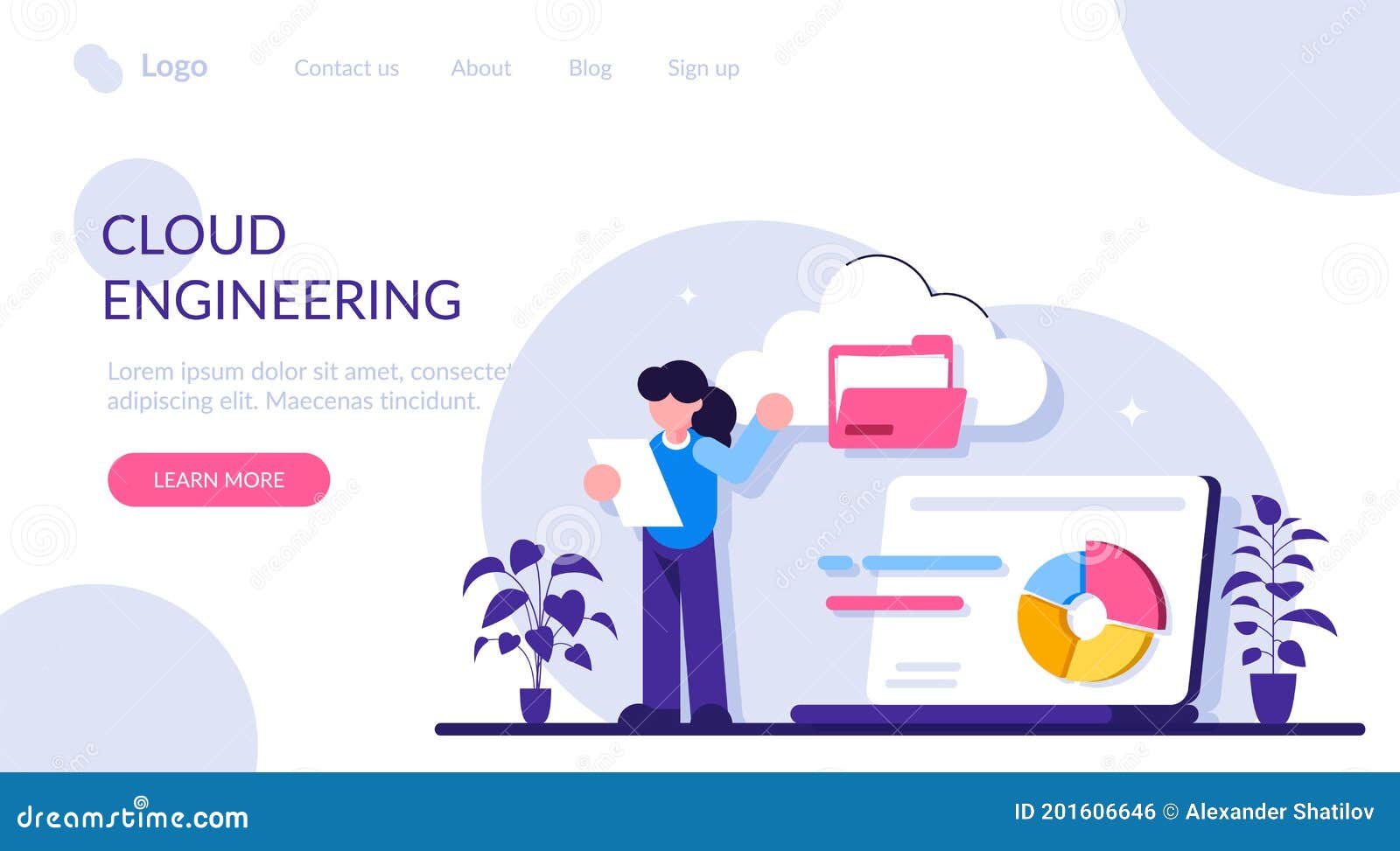 Cloud Engineering Concept Cloud Computing Web Hosting Platform Data Uploading And Database
