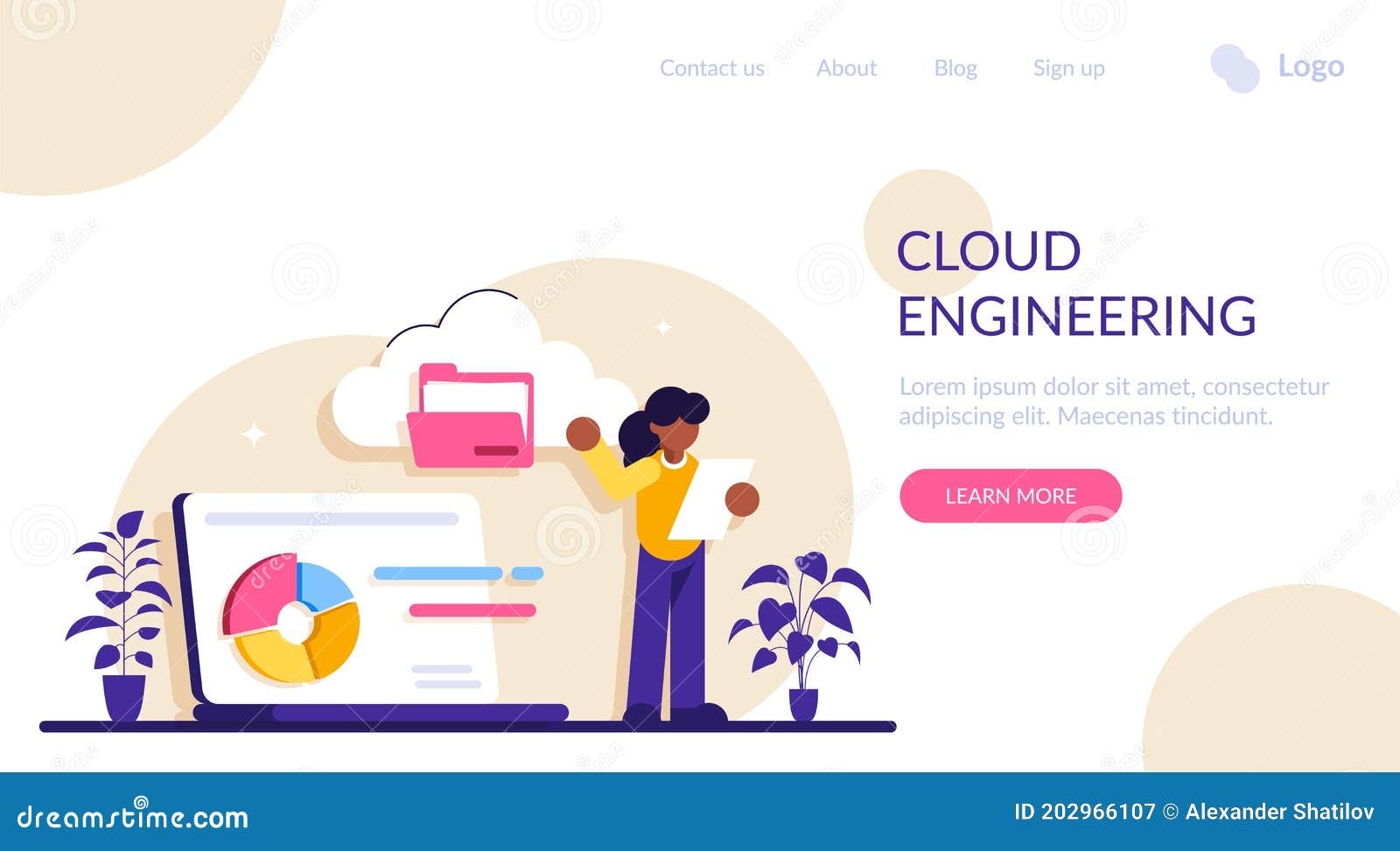 Cloud Engineering Concept. Cloud Computing, Web Hosting Platform. Data Uploading and Database ...