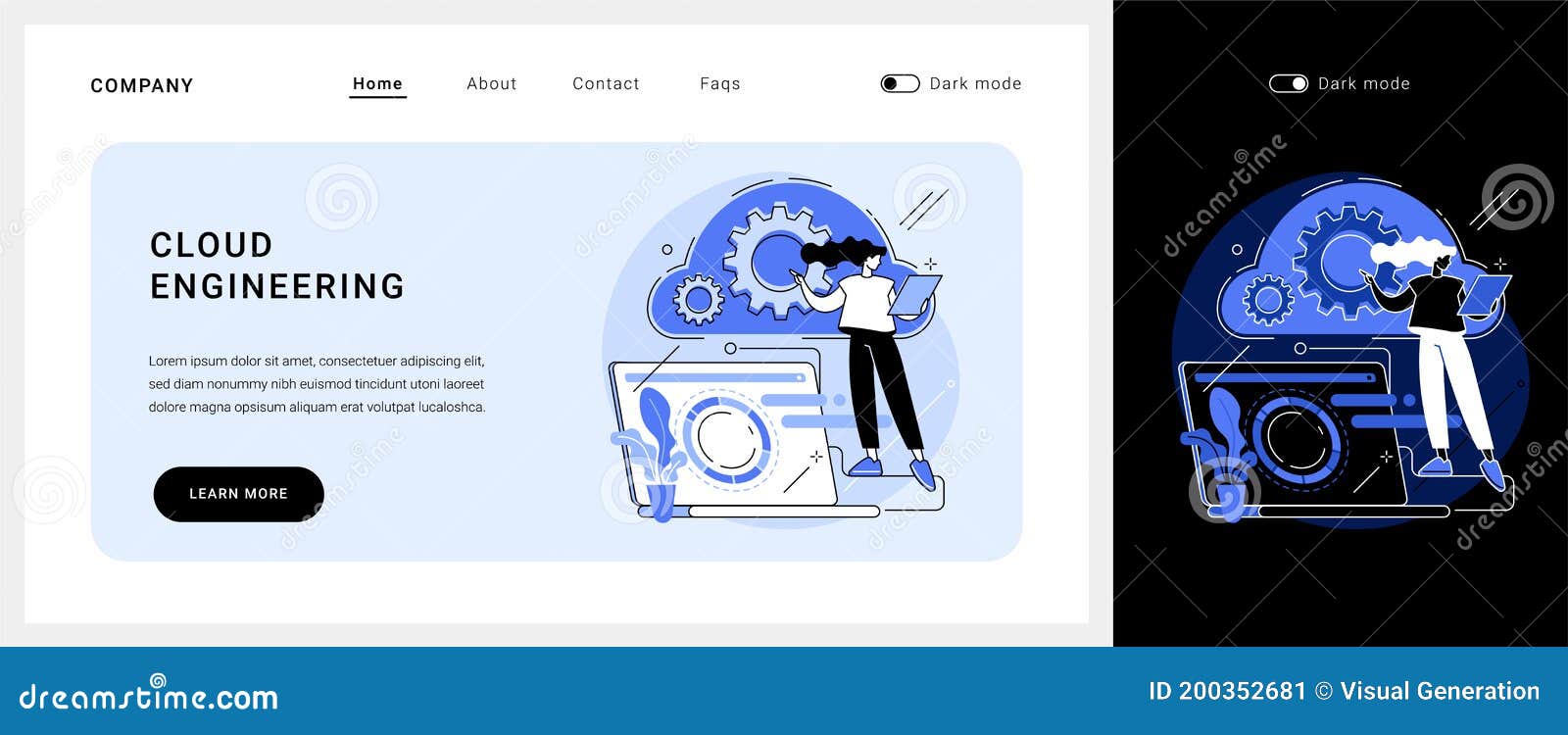 Cloud Engineering App Interface Template. Vector Illustration ...