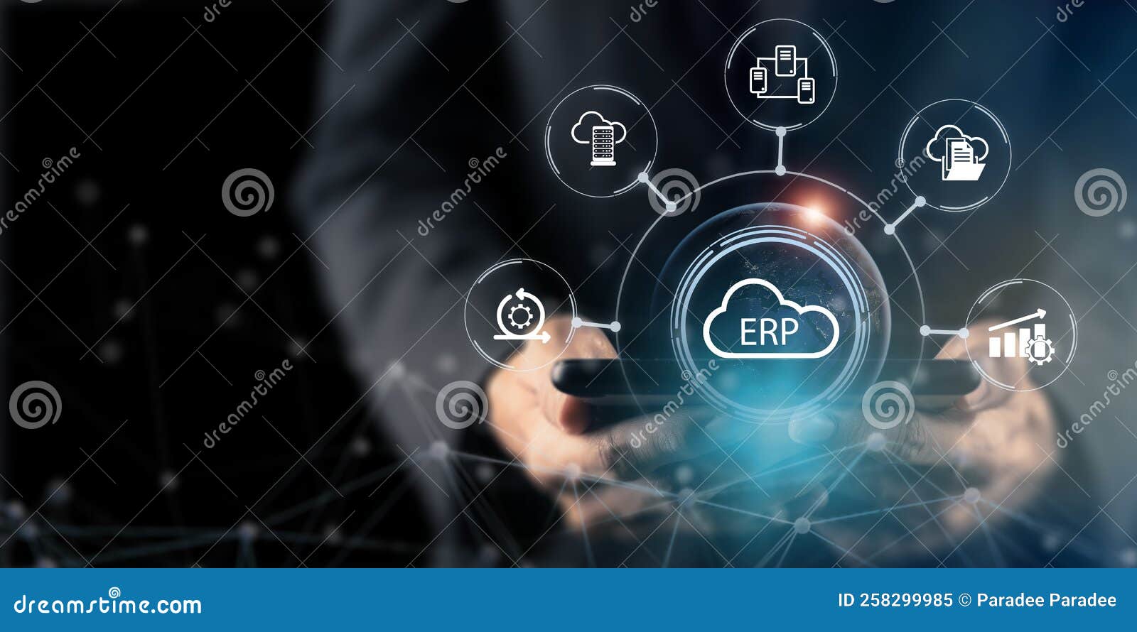 Cloud ERP, Enterprise Resource Planning Concept. Stock Image - Image of integration, machine ...
